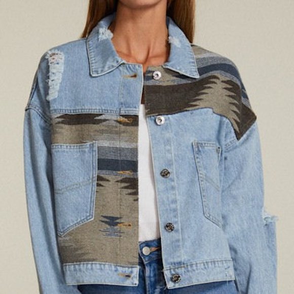 LADIES AZTEC PRINT JEAN JACKET | Jackets & Coats | Ladies Aztec Print ...